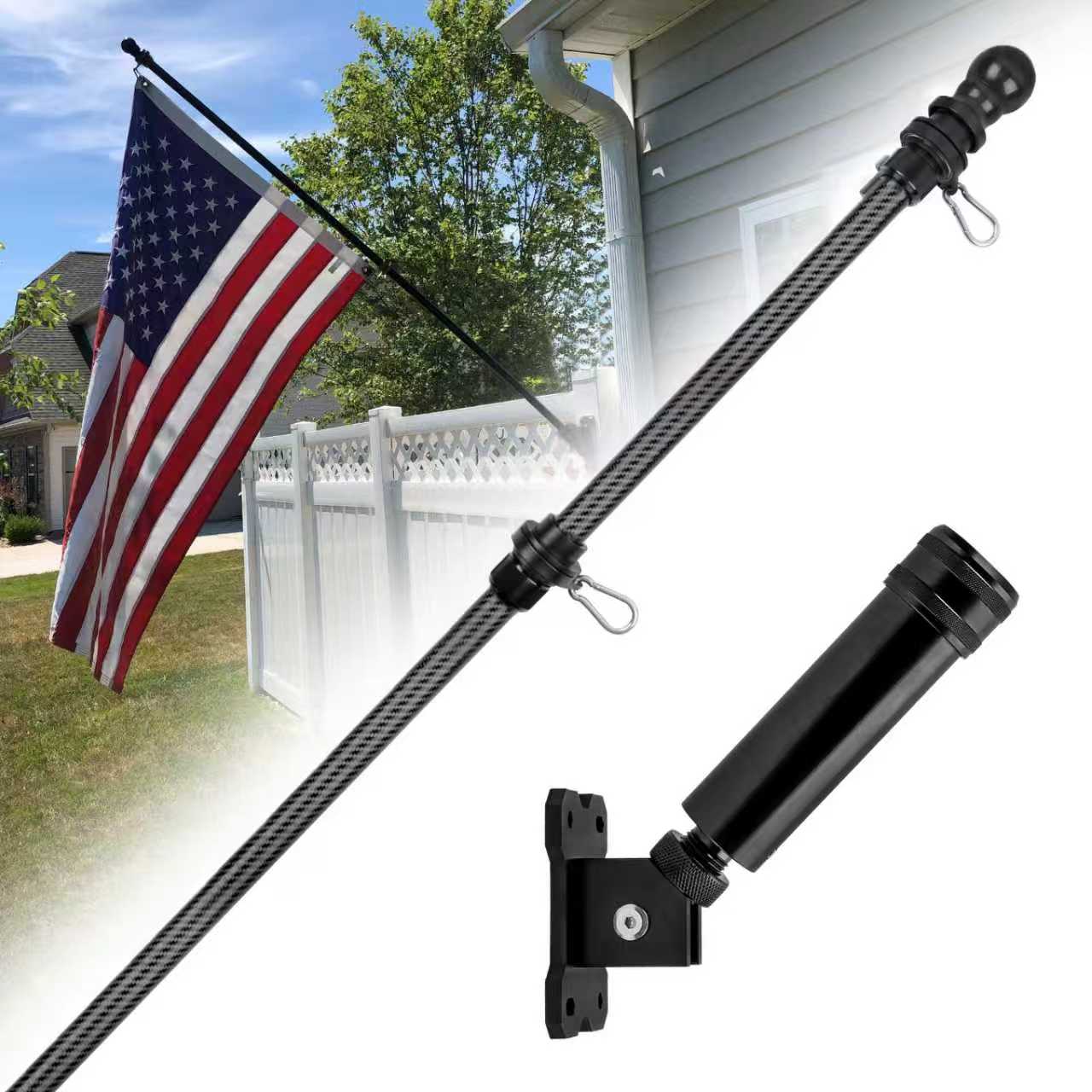 6 FT Flagpole - Commercial, Outdoor, Residential Flag Pole Kit - HIBLE ...